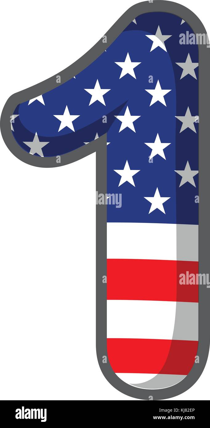 Illustration of a number with symbols of the USA on a white background ...