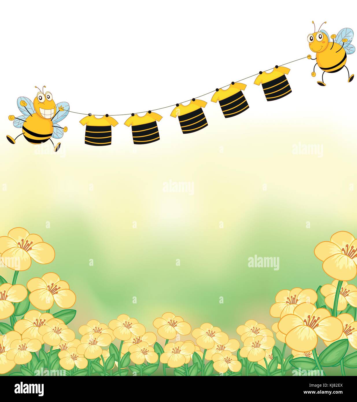 Illustration of the two bees and the hanging clothes Stock Vector Image ...