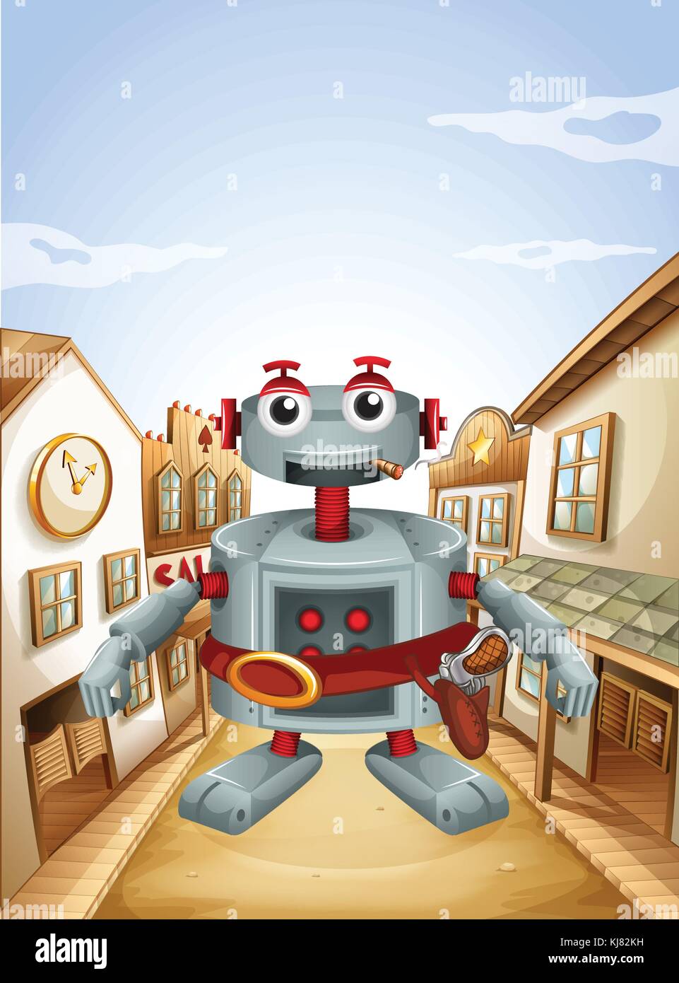 Illustration of a village with a robot Stock Vector Image & Art - Alamy