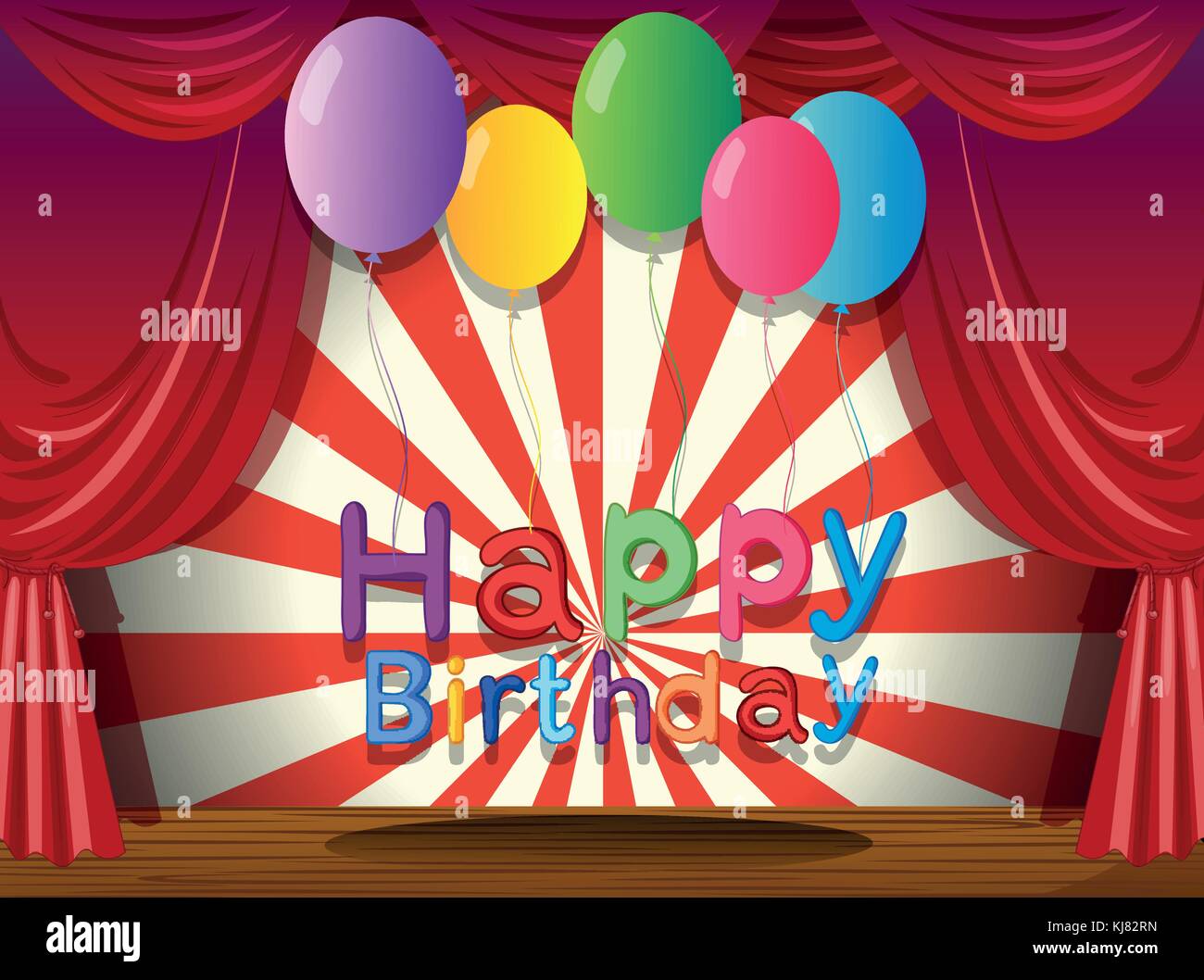 Illustration of a happy birthday greeting at the stage Stock Vector ...