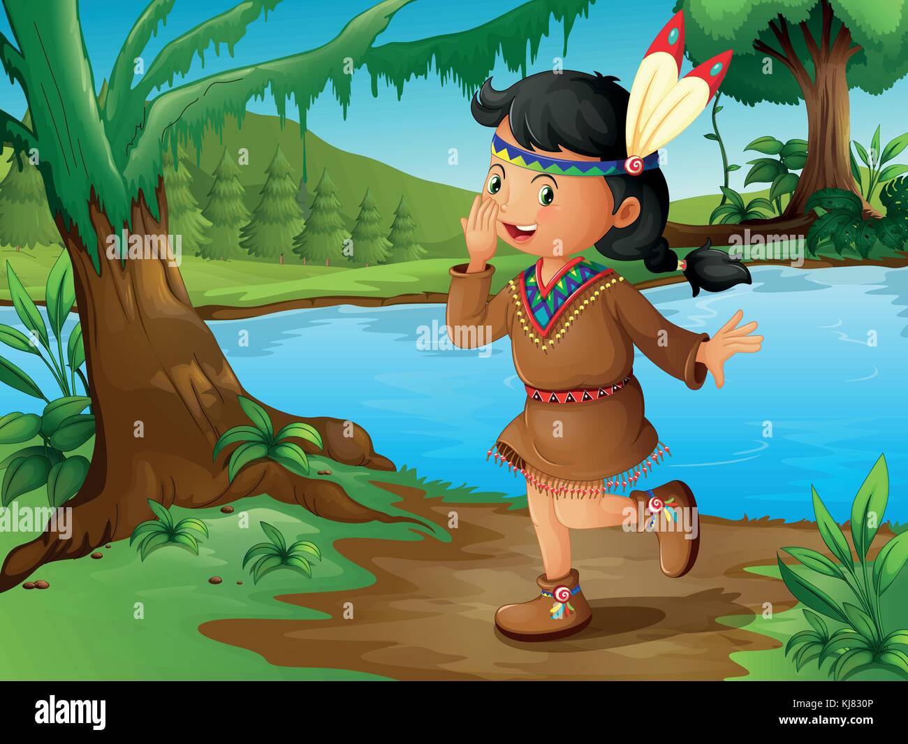 Illustration of an Indian girl in the forest Stock Vector Image & Art ...