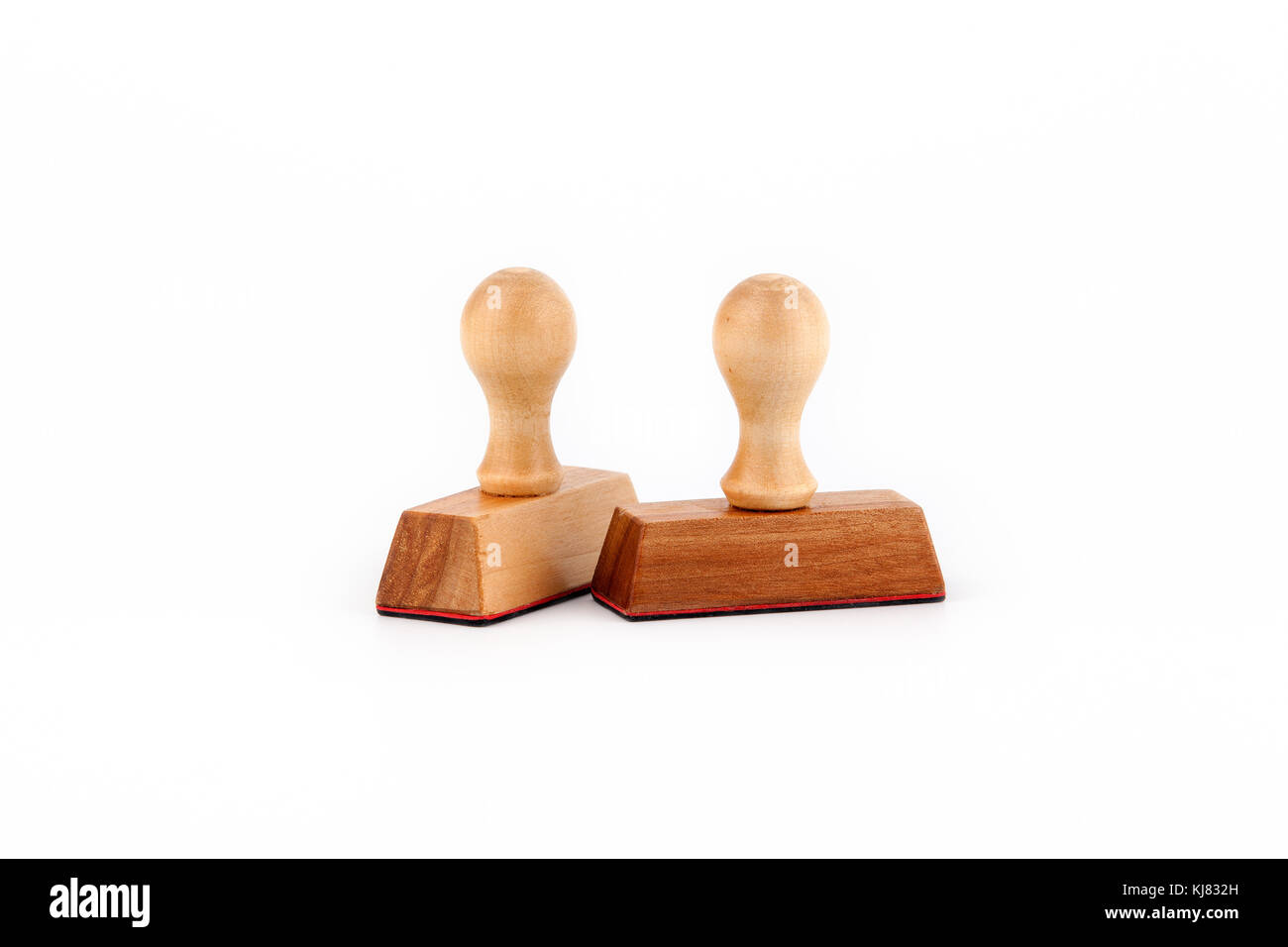 wooden stamps on a white background. Free text space Stock Photo - Alamy
