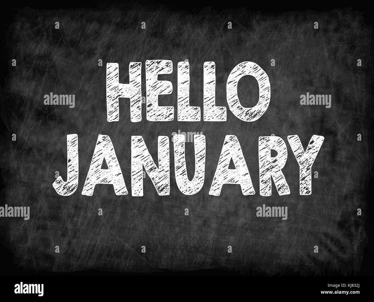 hello january. Black board with texture, background Stock Photo - Alamy