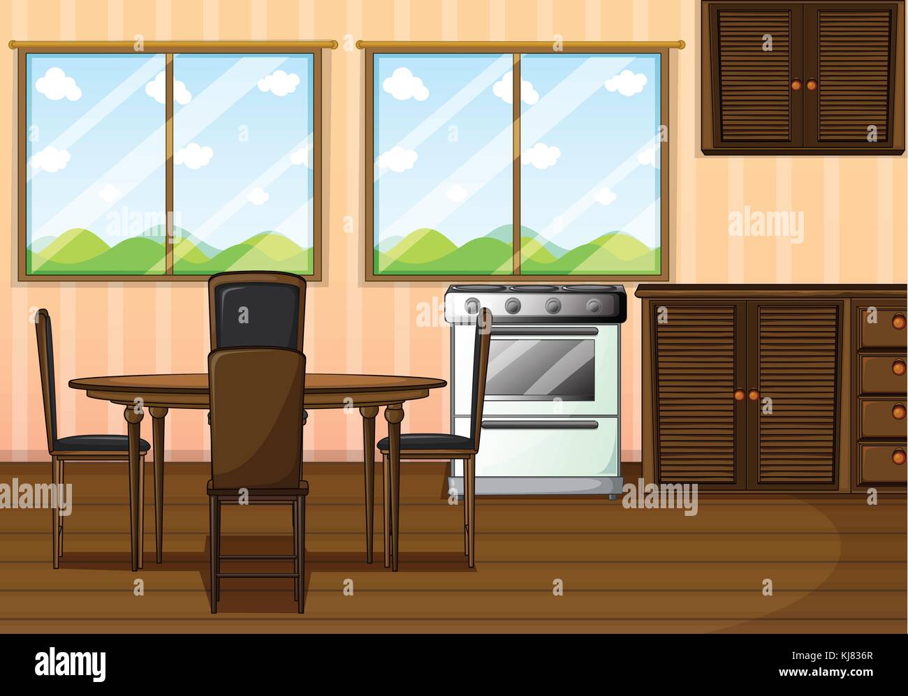 Illustration of a clean dining room Stock Vector Image & Art - Alamy