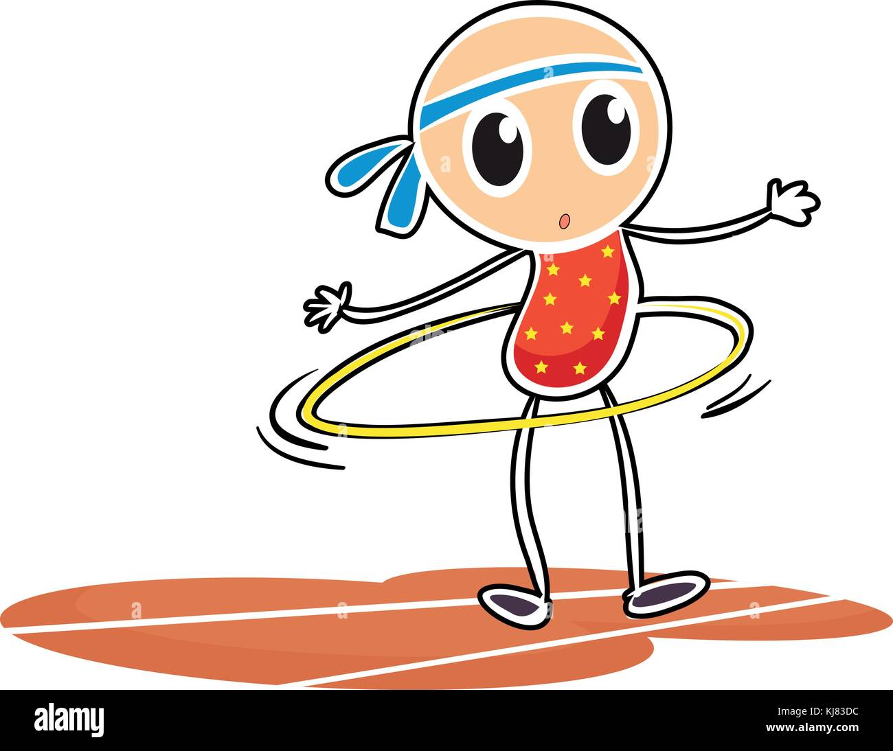 Illustration of a sketch of a young girl with a hula hoop on a white ...