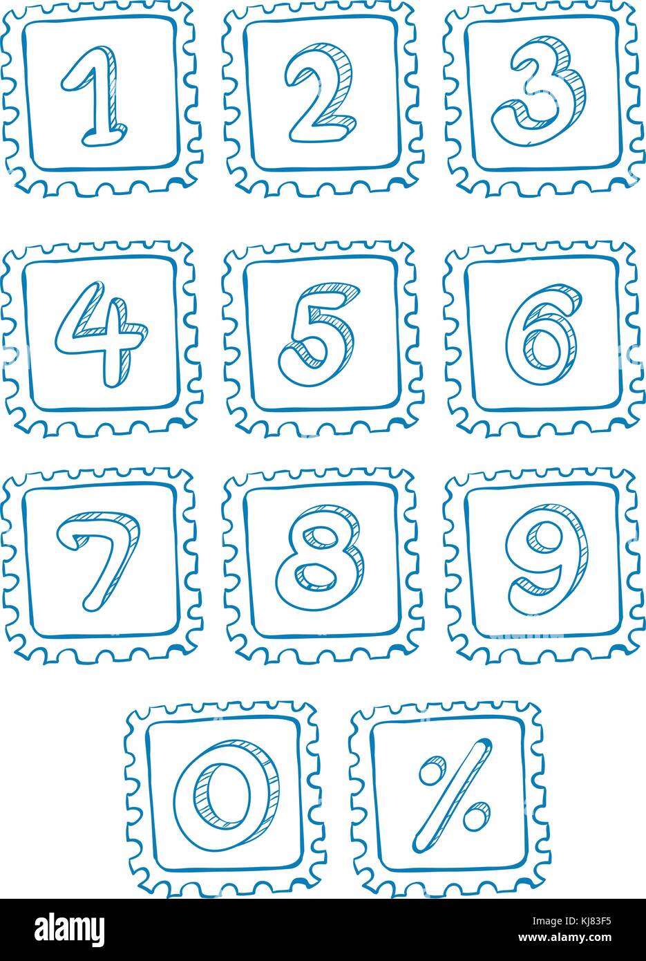 Illustration of the numbers inside the squares on a white background ...
