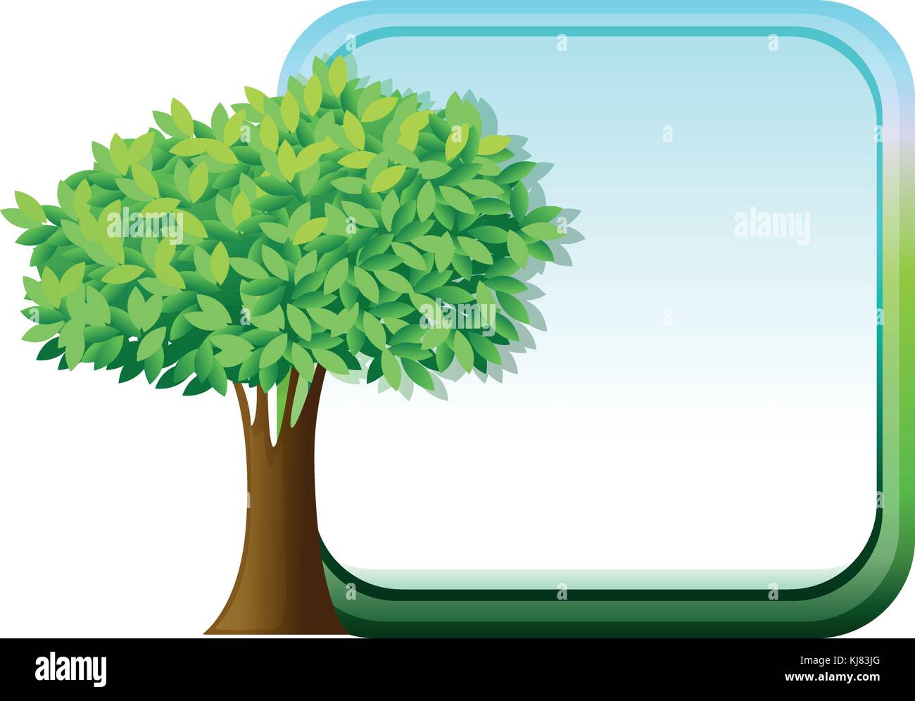 Illustration of a big green tree beside an empty template on a white ...