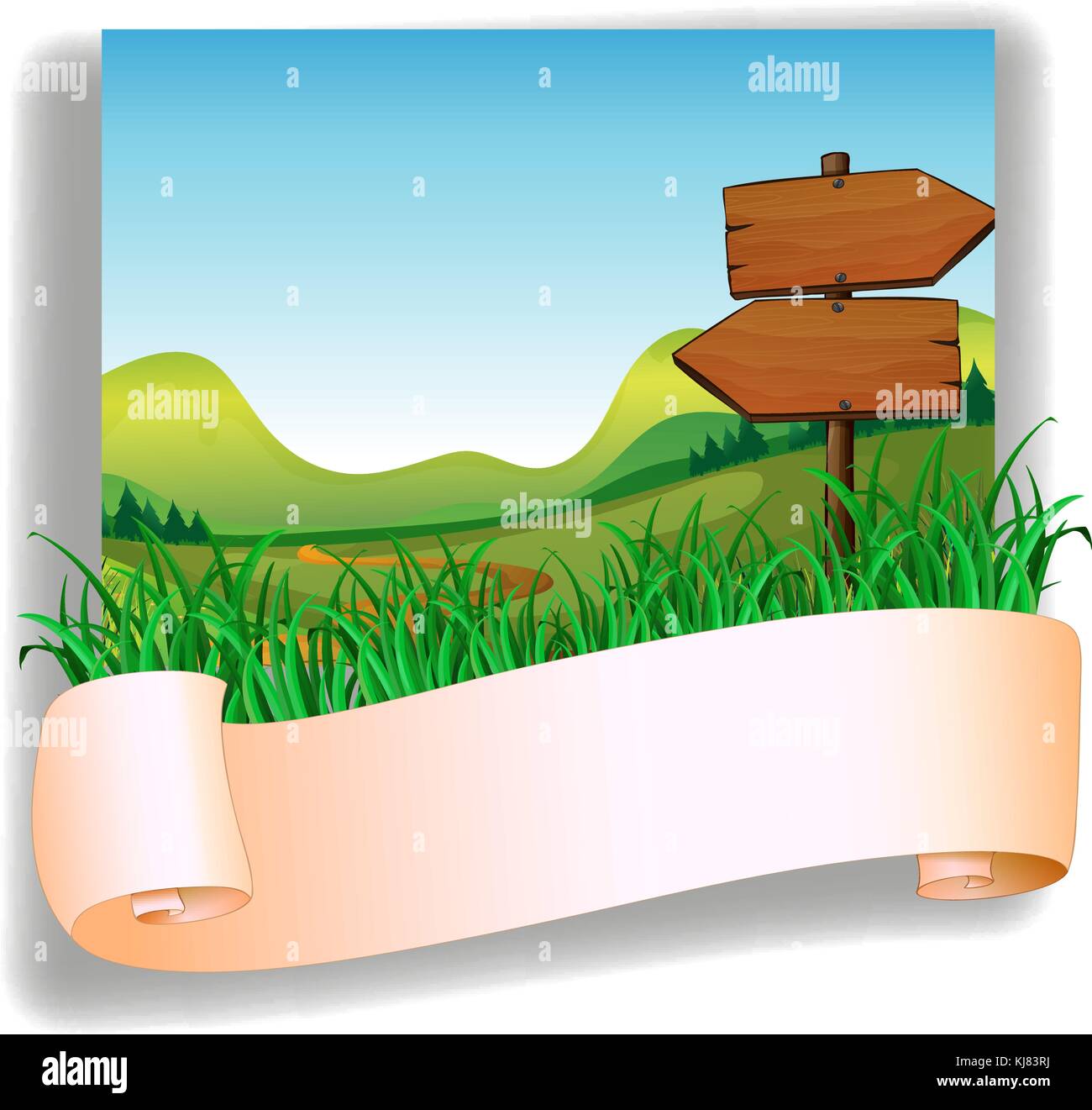 Illustration of an empty signage and the empty arrow boards Stock ...