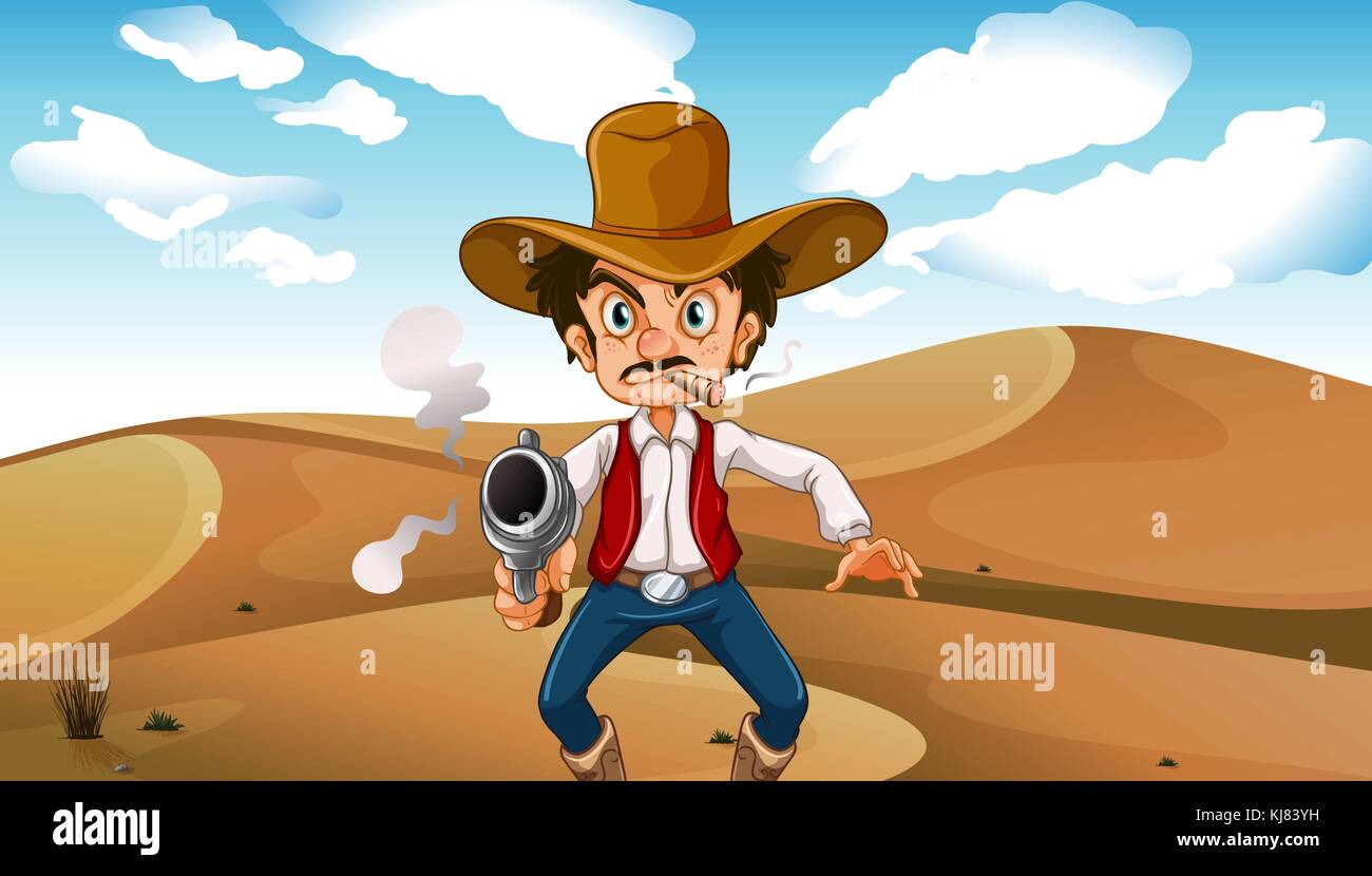 Smoking gun cowboy Stock Vector Images - Alamy