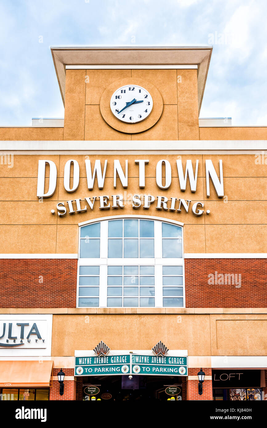 Silver Spring, USA - September 16, 2017: Downtown area of city in ...