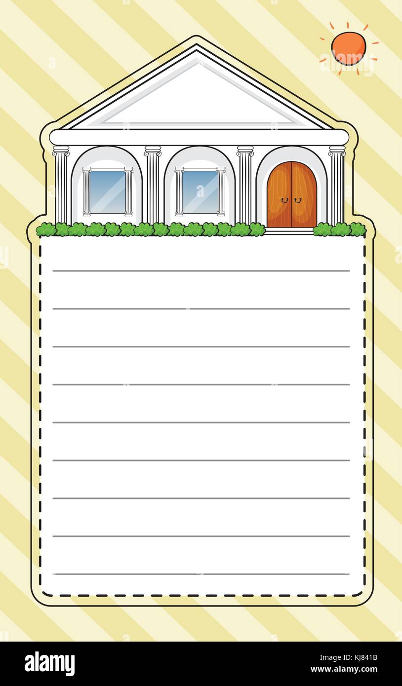 Illustration of a special paper with a house and a sun Stock Vector ...