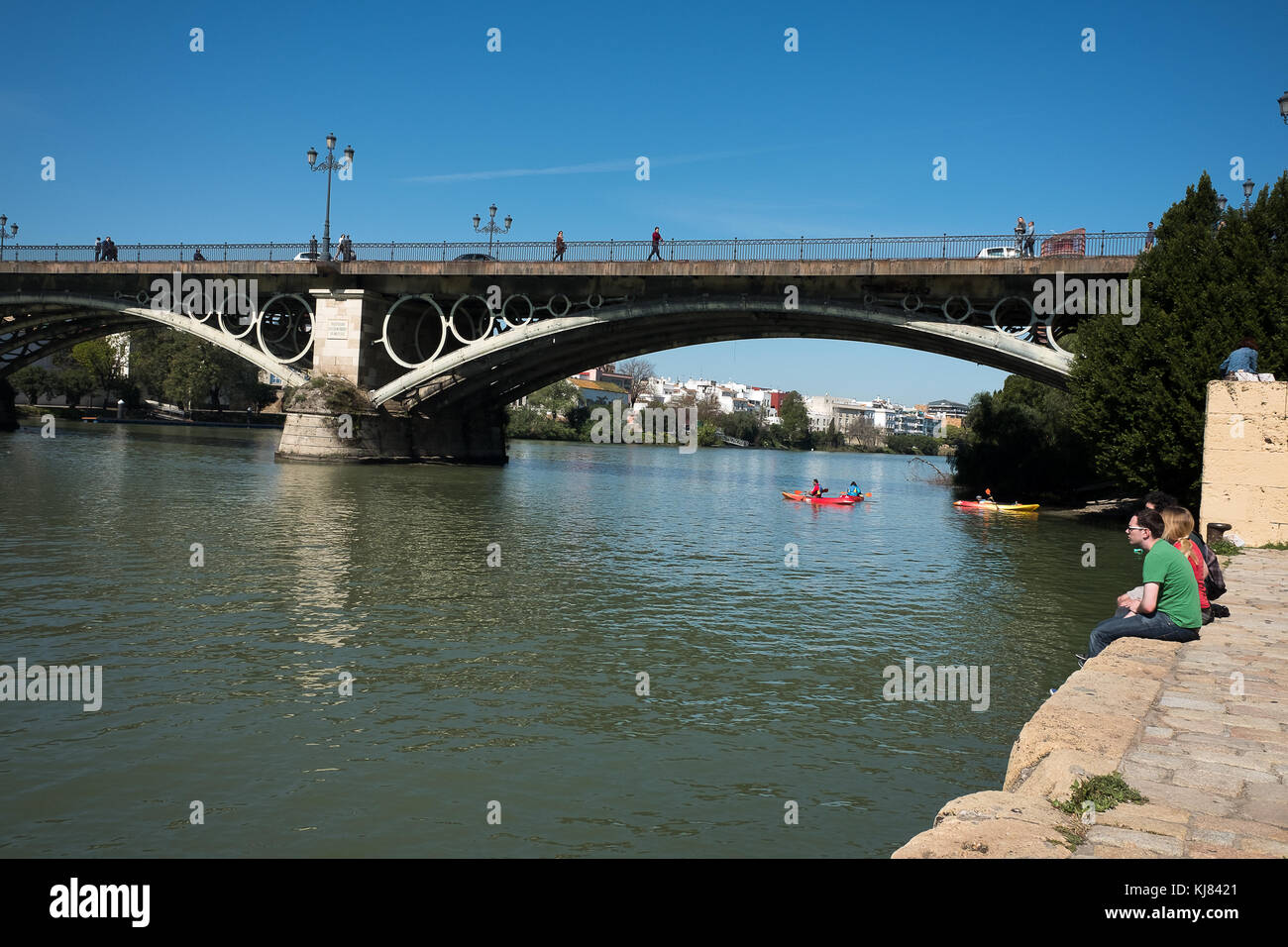 View of the great river Guadelquivir, Sevilla, Seville - Spain Stock ...
