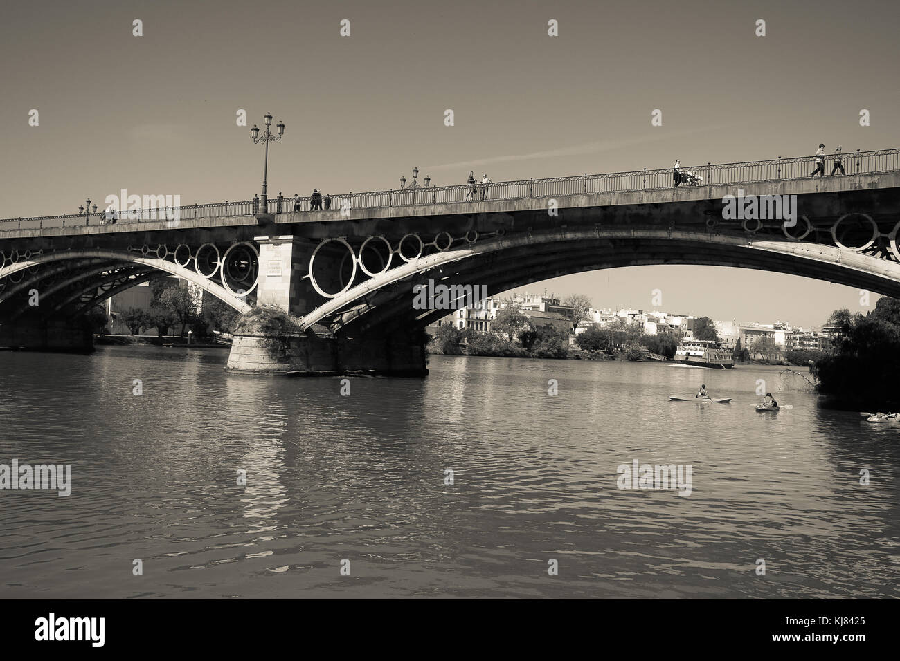 View of the great river Guadelquivir, Sevilla, Seville - Spain Stock ...