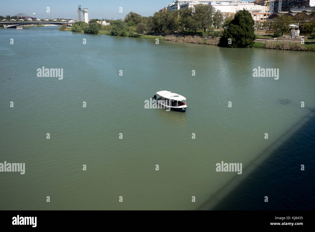 View of the great river Guadelquivir, Sevilla, Seville - Spain Stock ...