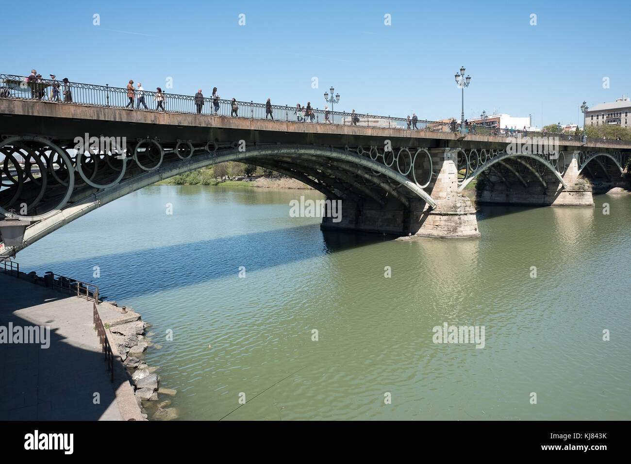 View of the great river Guadelquivir, Sevilla, Seville - Spain Stock ...