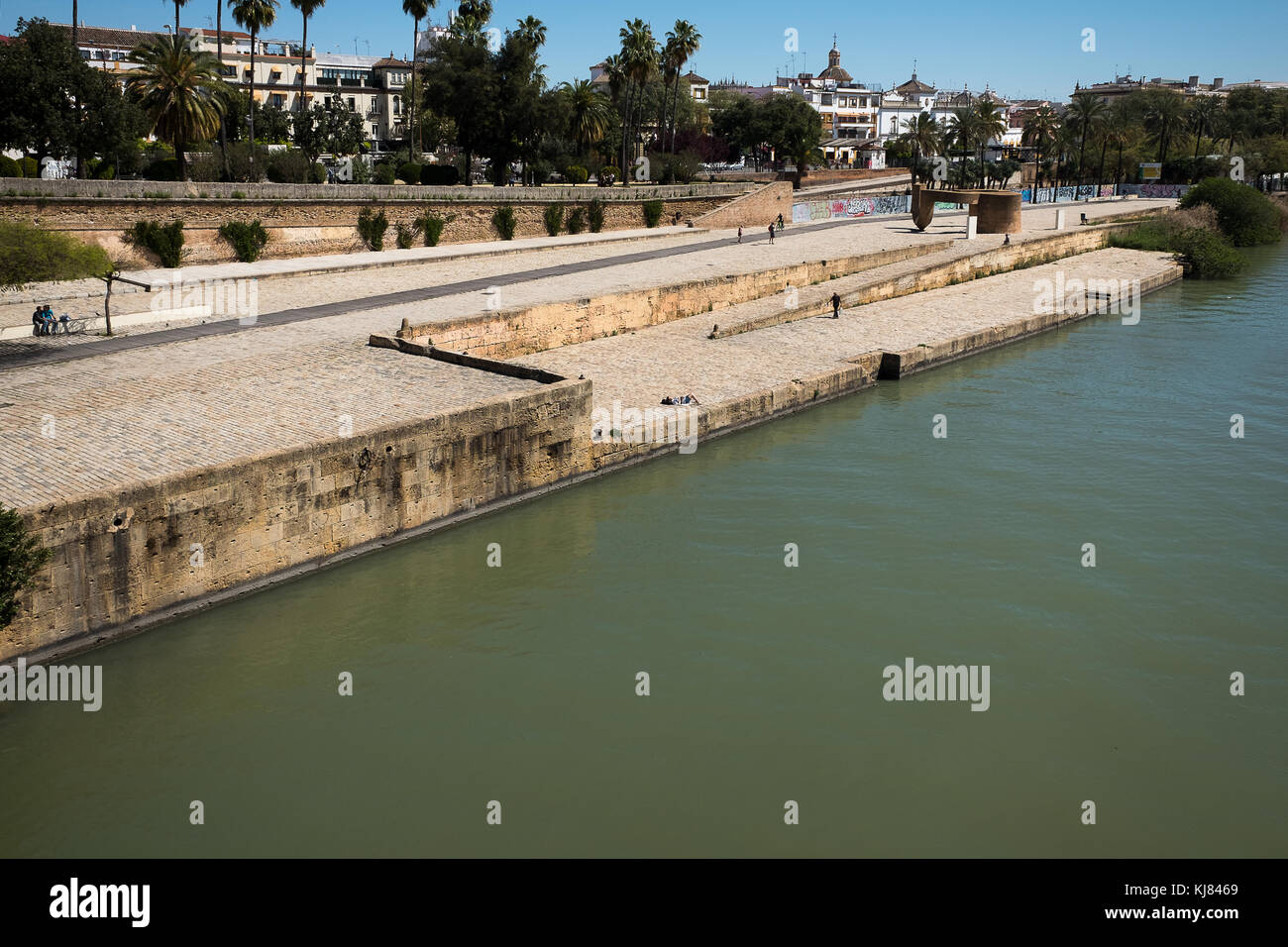 View of the great river Guadelquivir, Sevilla, Seville - Spain Stock ...