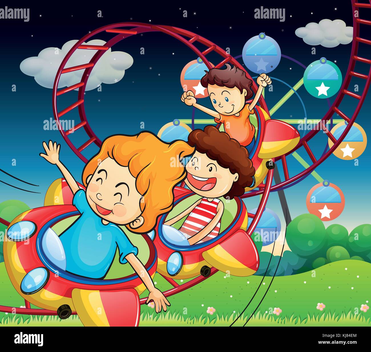 Children Riding A Roller Coaster High Resolution Stock Photography and ...