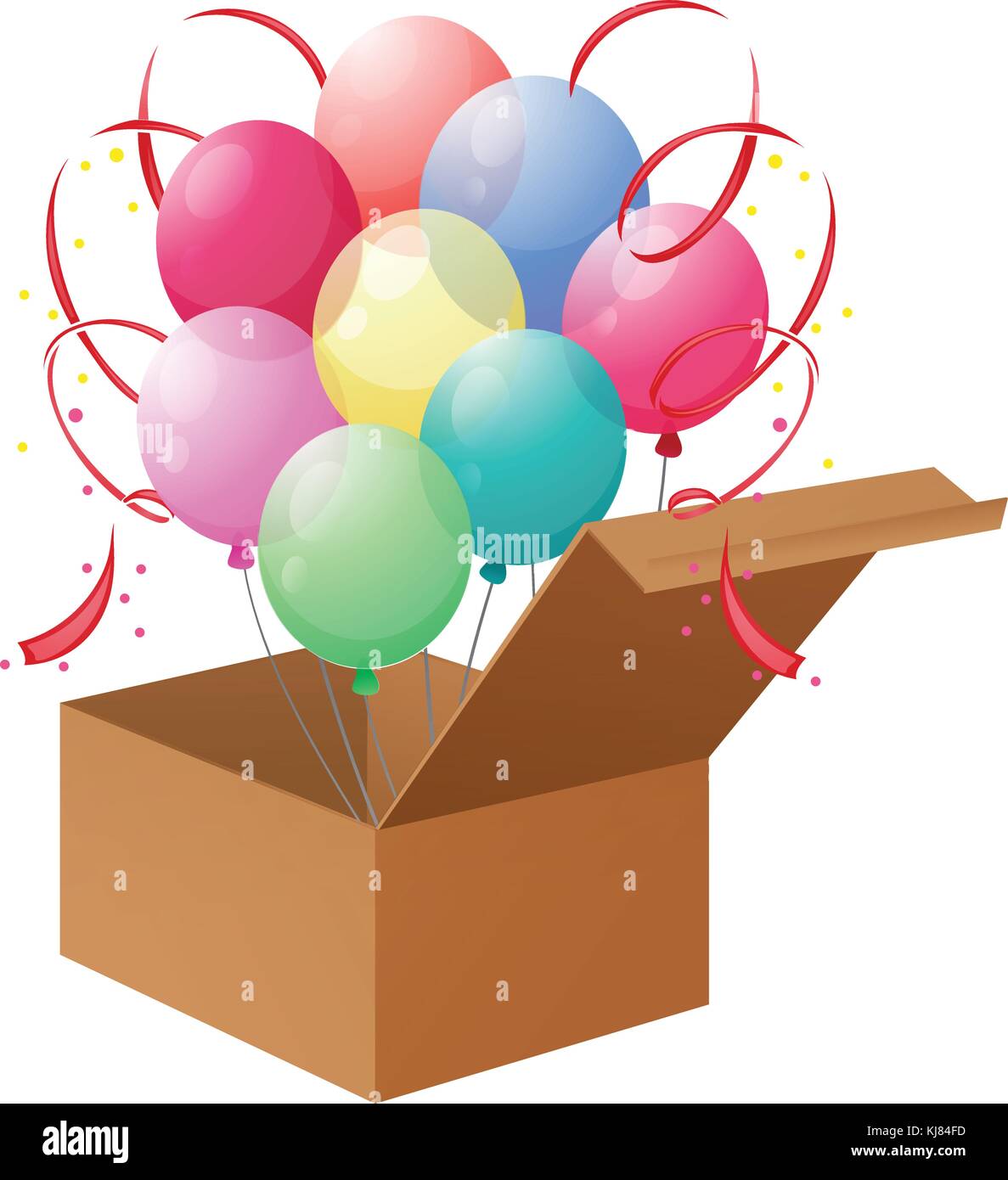 Illustration of a box of balloons on a white backgroud Stock Vector ...