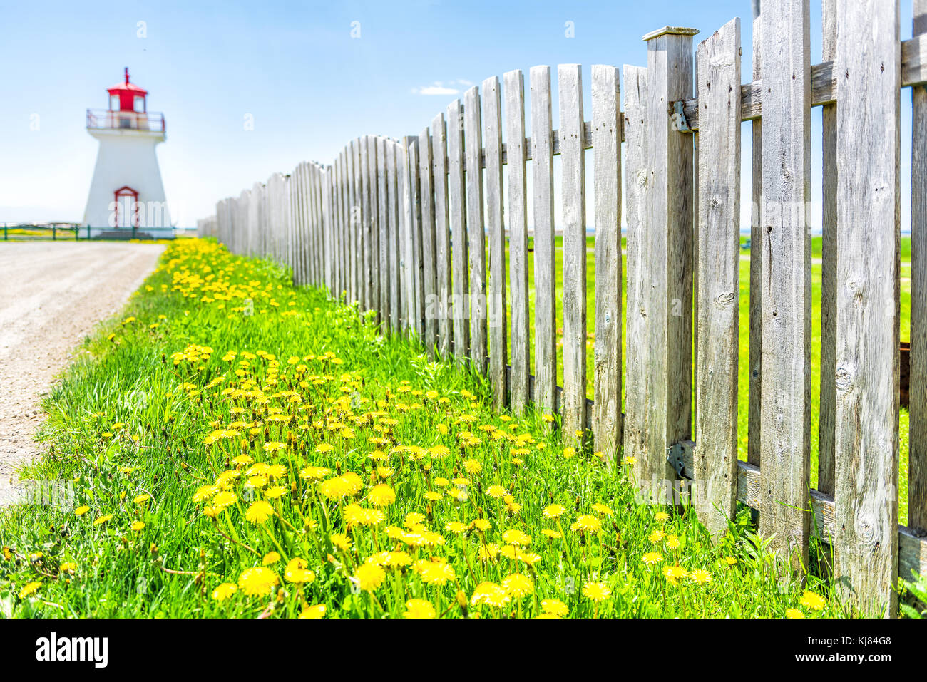 Bonaventure village pointe lighthouse in Quebec, Canada Gaspesie region ...