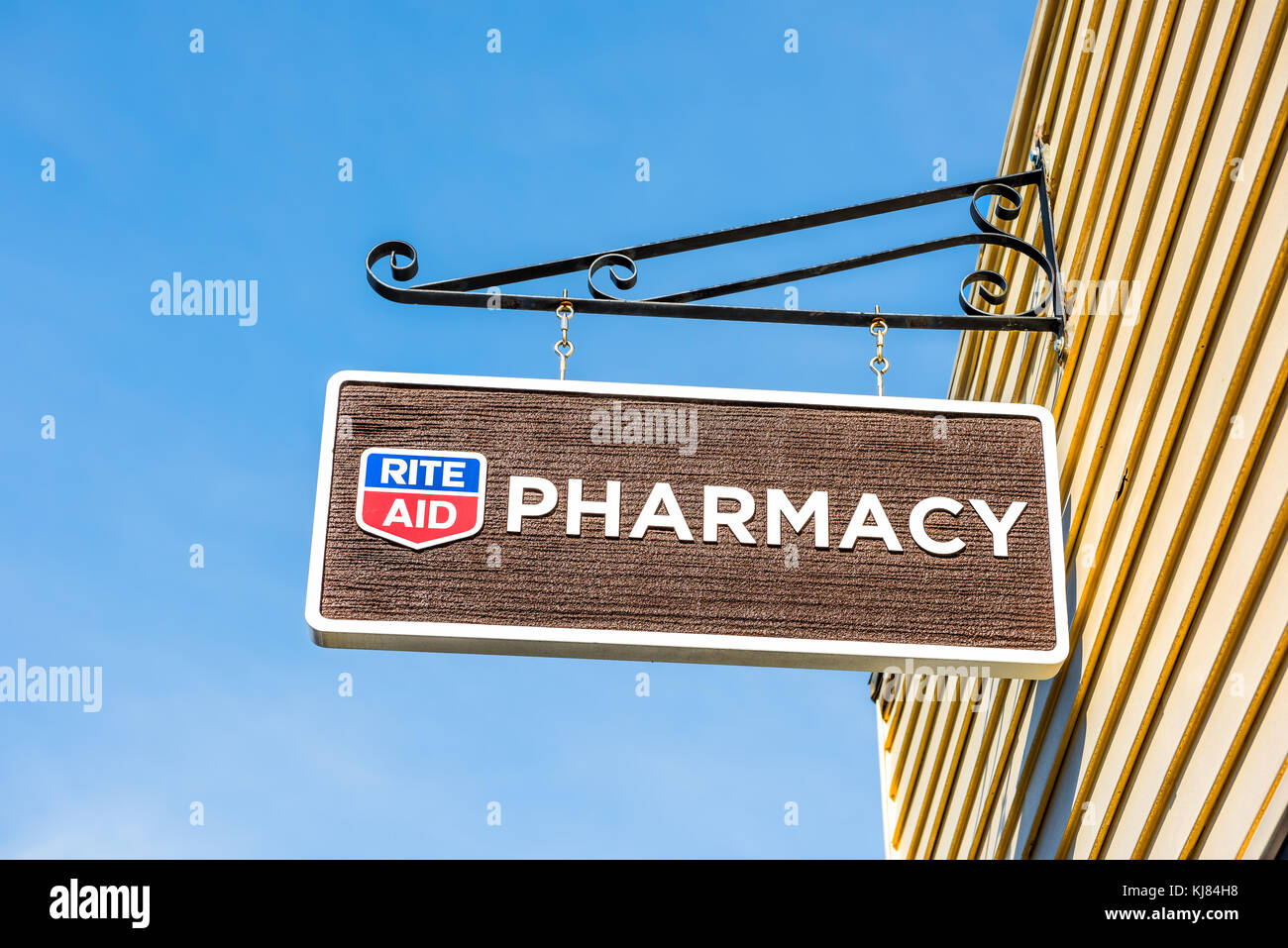 Bar Harbor, USA - June 8, 2017: Rite Aid Pharmacy sign in old town ...