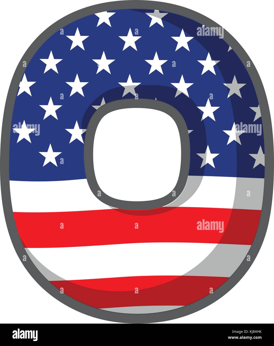 Illustration of a zero figure with the USA symbols on a white ...