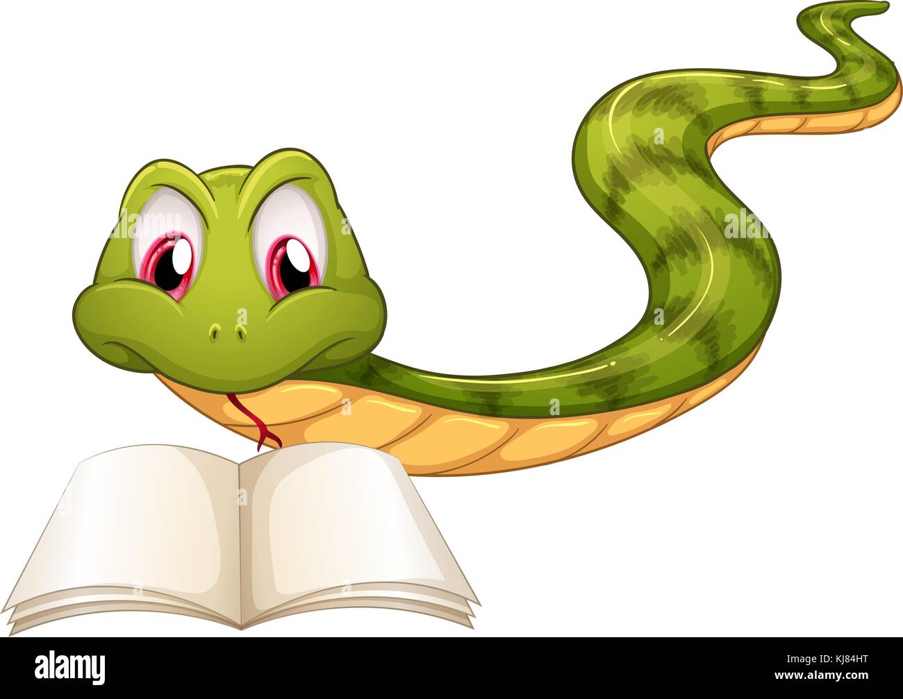 Illustration of a snake reading on a white background Stock Vector ...