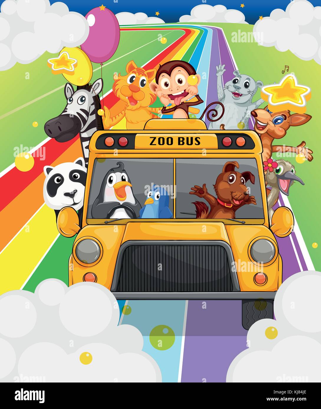 Illustration of a zoo bus full of animals Stock Vector Image & Art - Alamy