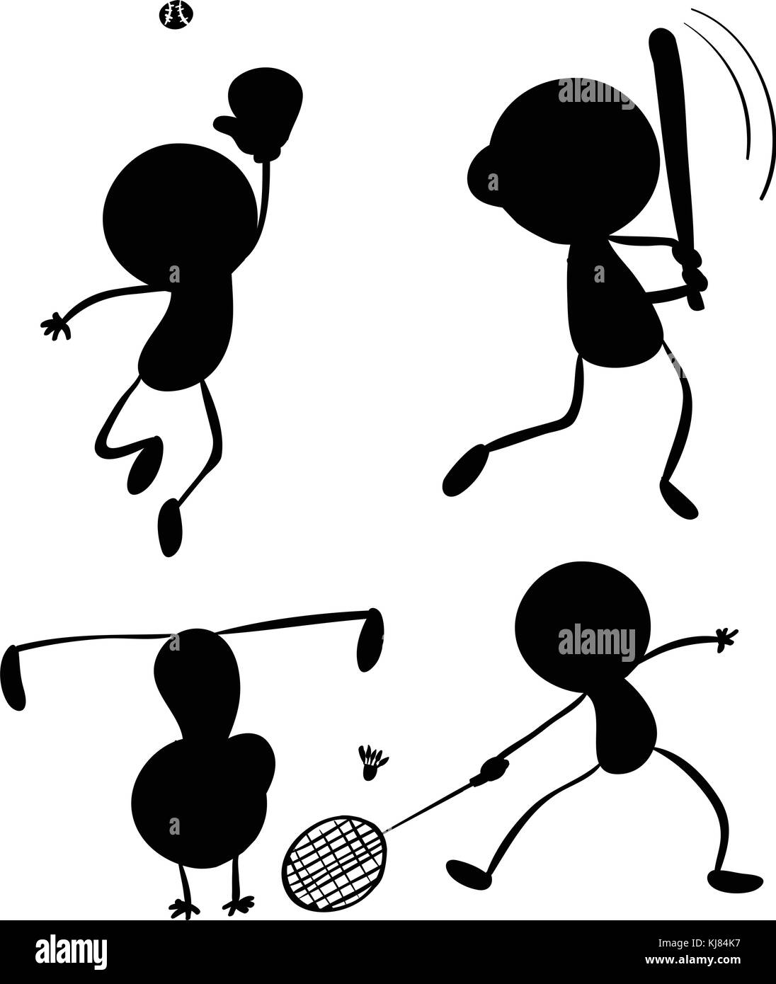Illustration of the different silhouettes of sports on a white ...