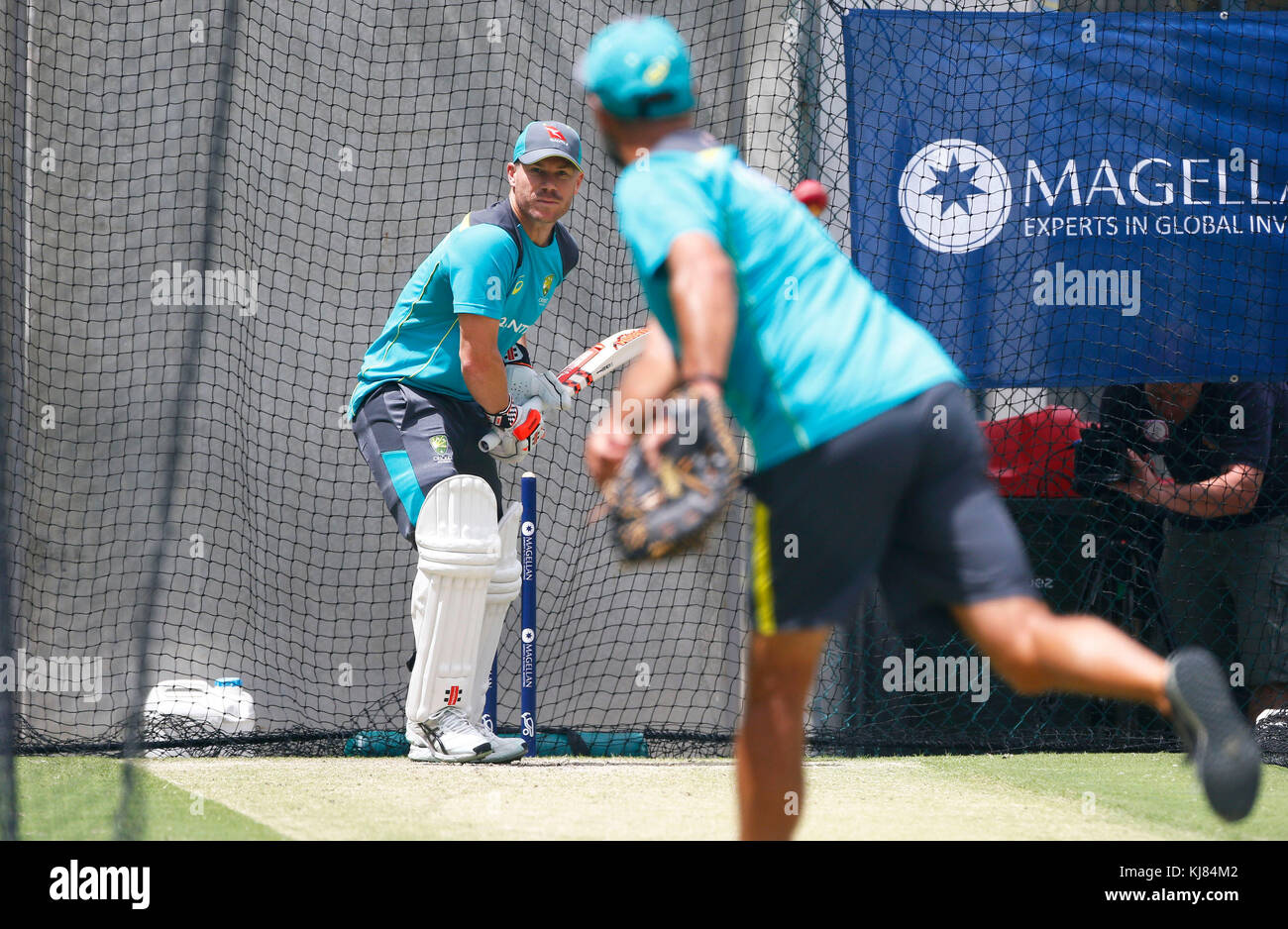 Australia's David Warner during a nets session at The Gabba, Brisbane ...