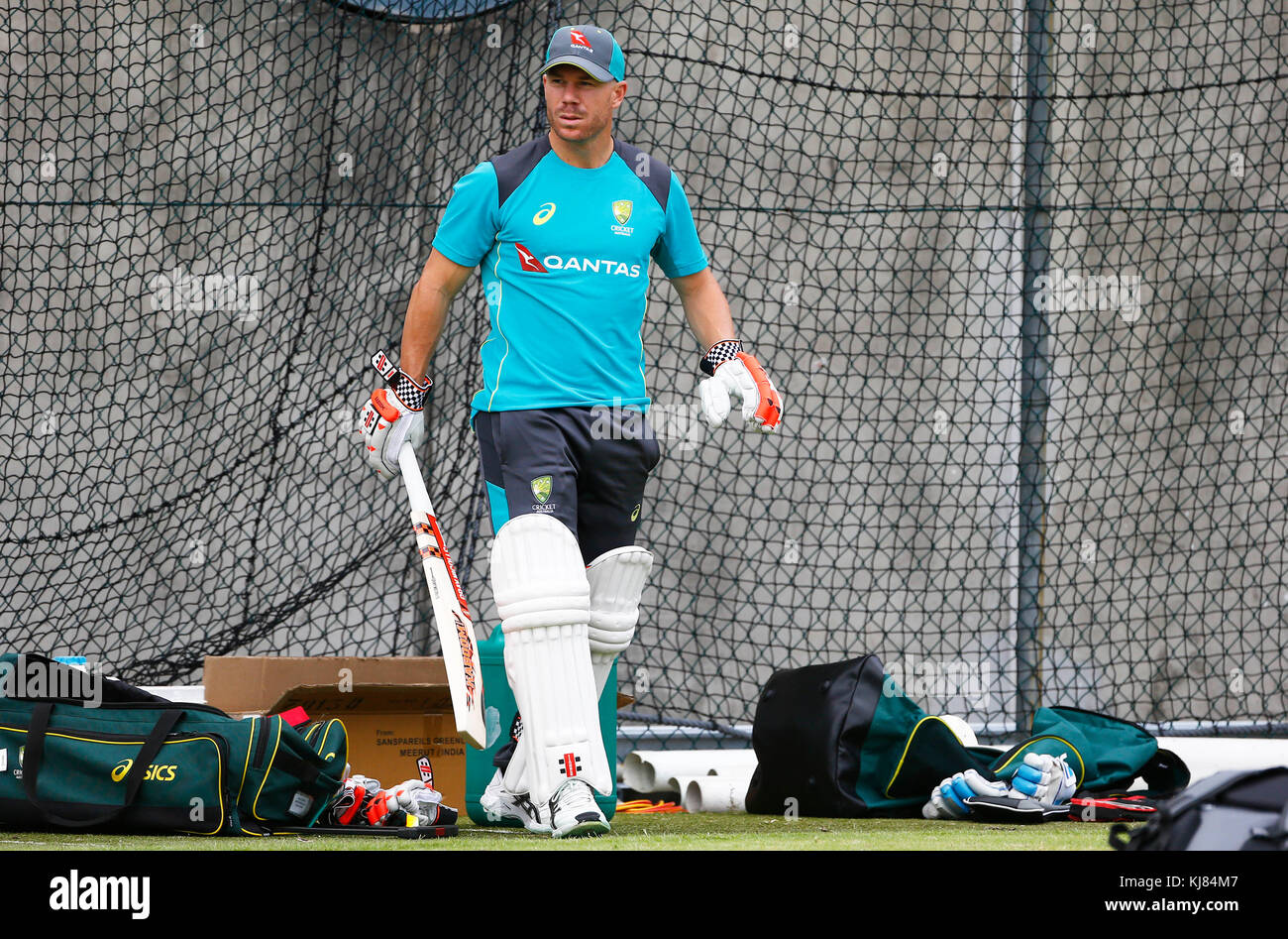 Australia's David Warner during a nets session at The Gabba, Brisbane ...