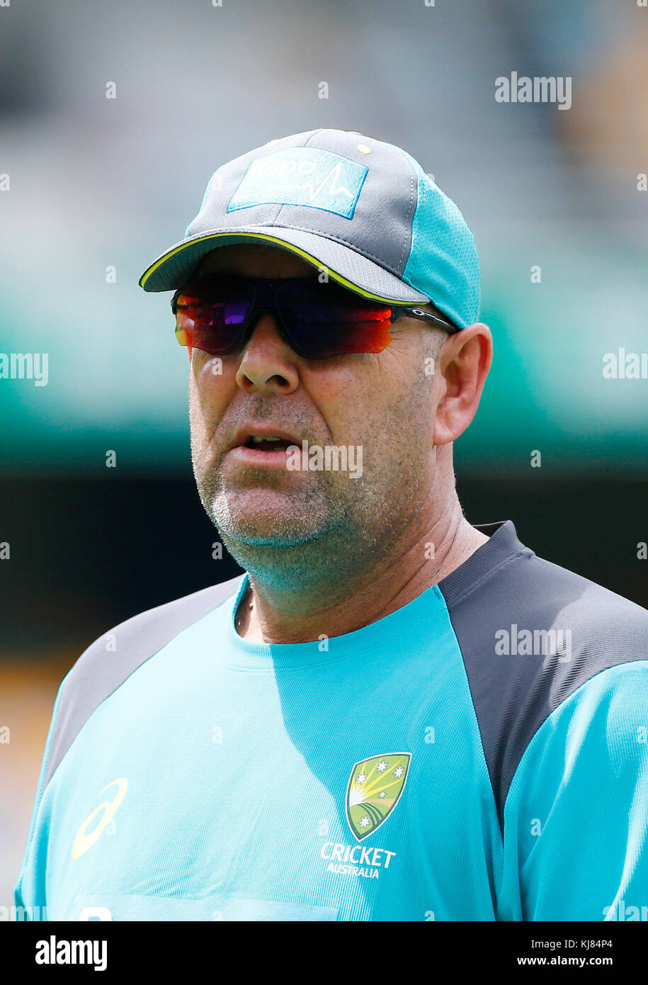 Australia's Head Coach Darren Lehman during a nets session at The Gabba ...