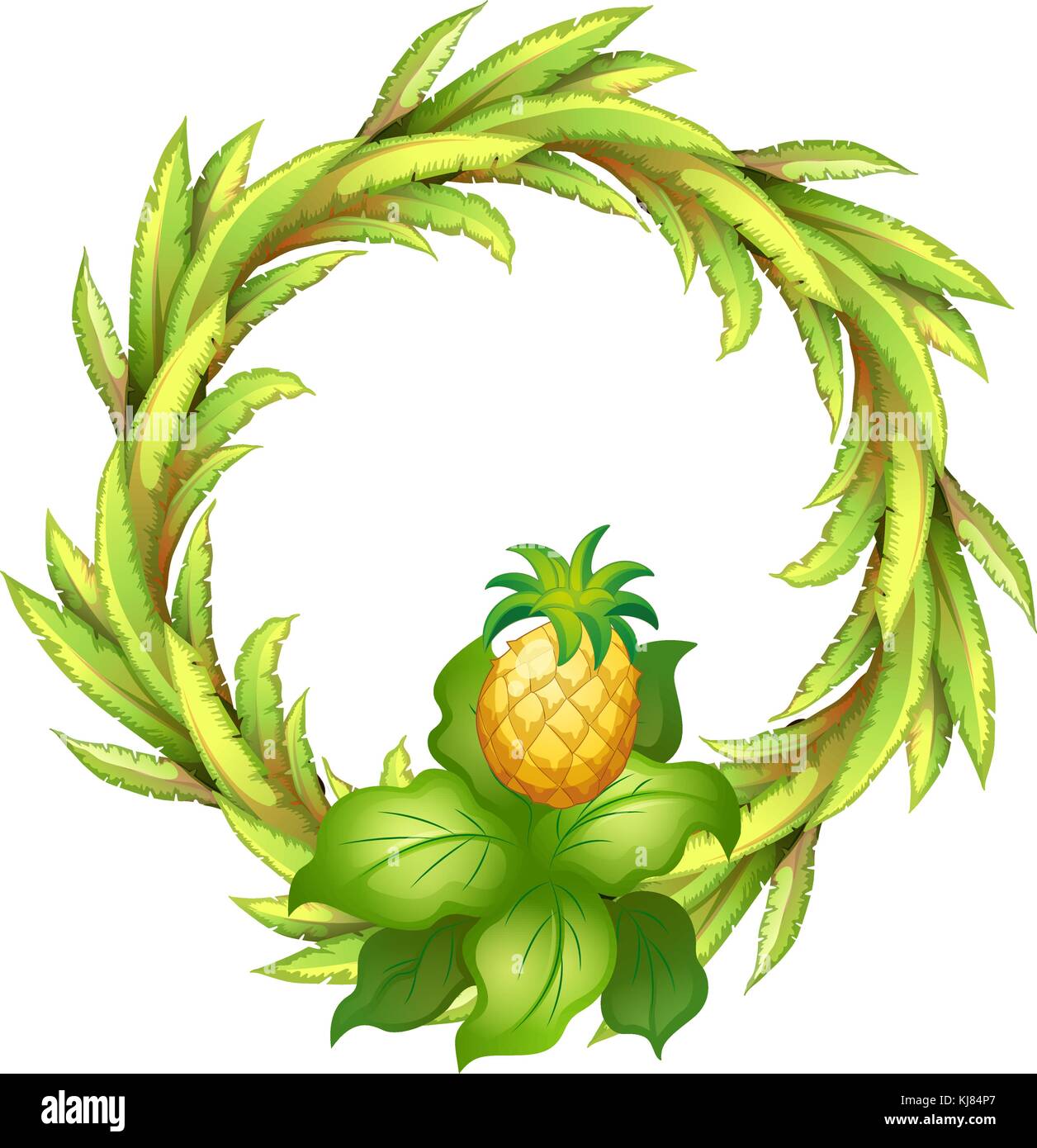 Illustration of a green border with pineapple on a white background ...