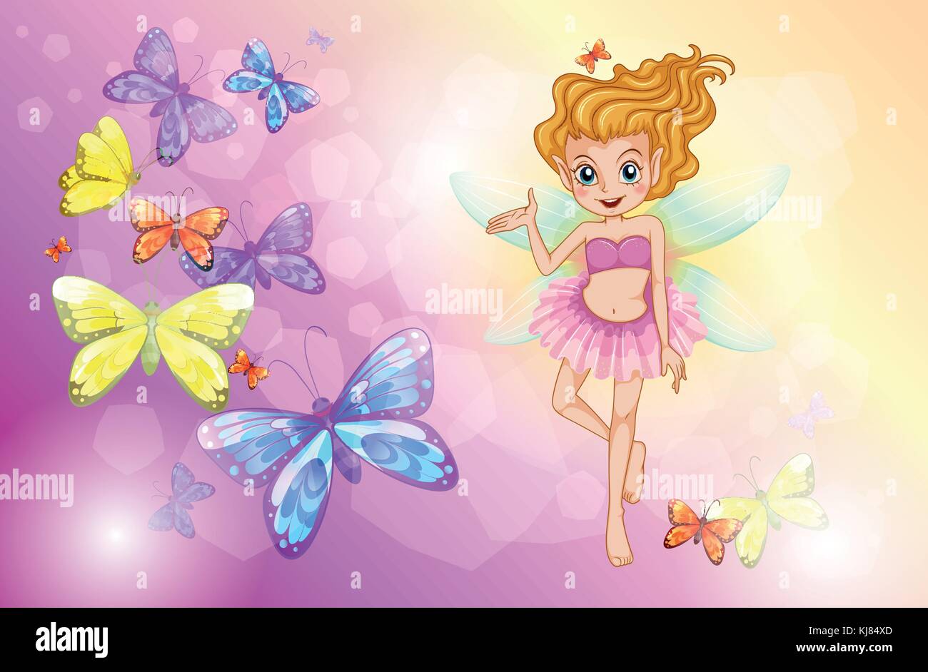 Illustration of a fairy with the colorful butterflies Stock Vector ...
