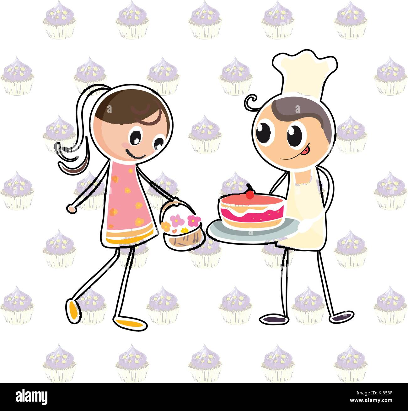 Sweet dessert basket cake Stock Vector Images - Alamy