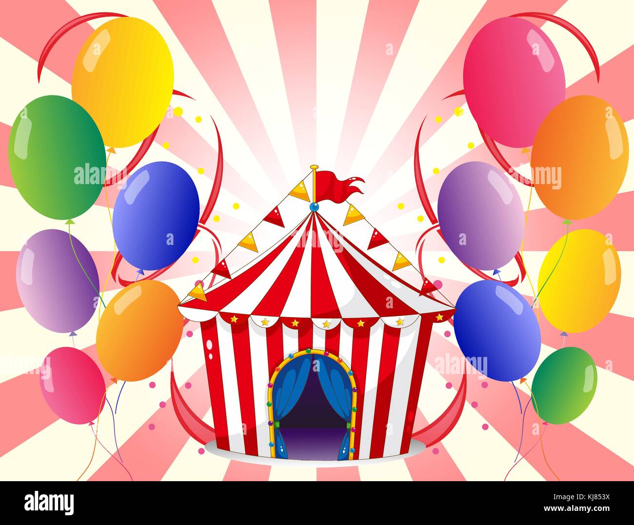 Illustration of a red circus tent with balloons Stock Vector Image ...