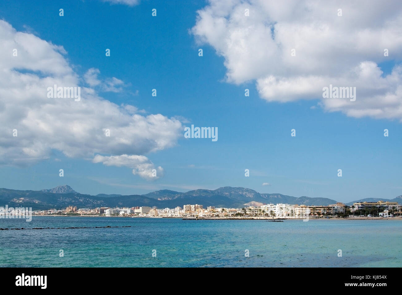 Palma de Mallorca skyline on a sunny day in November in Mallorca ...