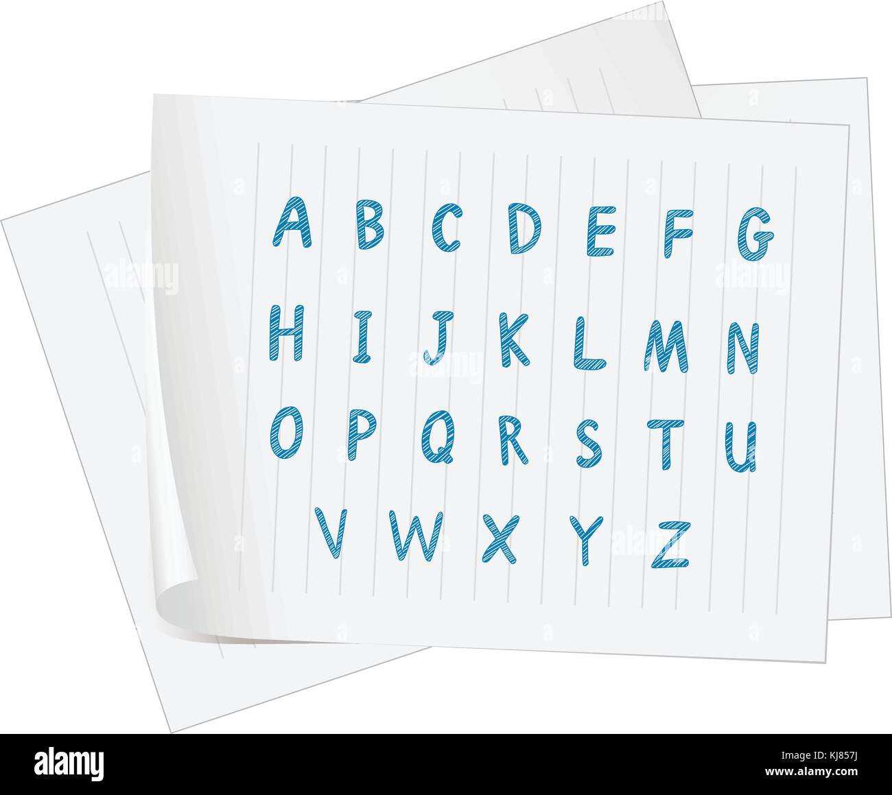 Illustration of a paper with the complete letters of the alphabet on a ...