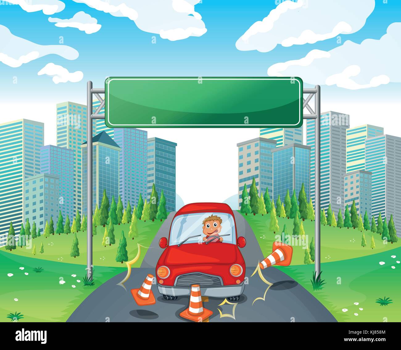 Car passing cones Stock Vector Images - Alamy