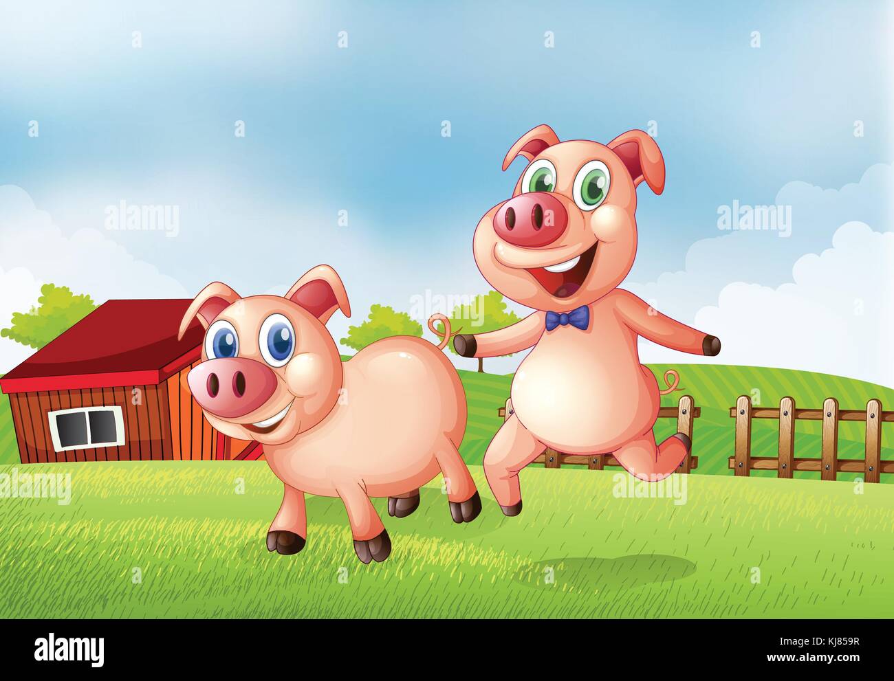 Illustration of the two pigs at the farm Stock Vector Image & Art - Alamy