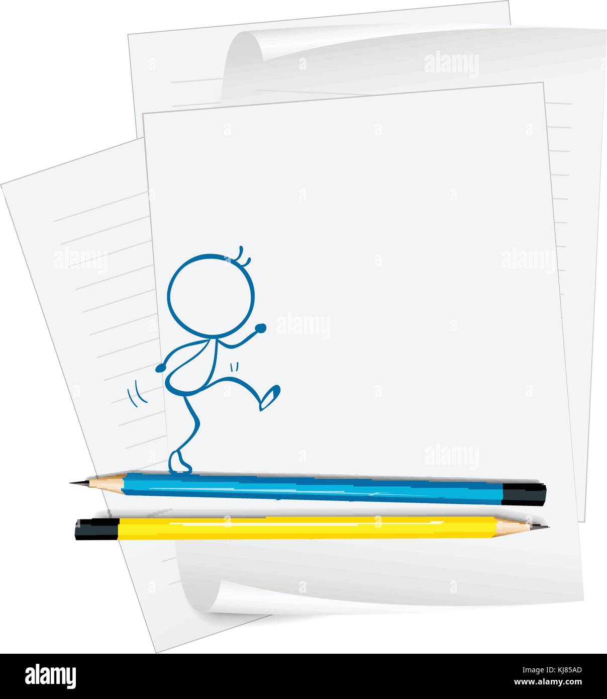 Illustration of a paper with a sketch of a person walking on a white ...