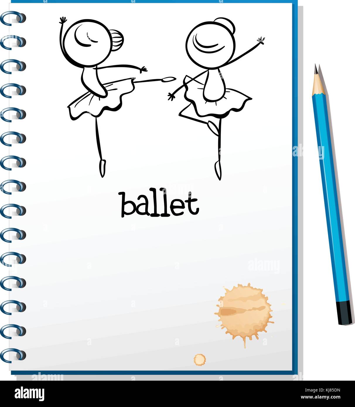 Illustration of a notebook with ballet dancers at the cover page on a ...