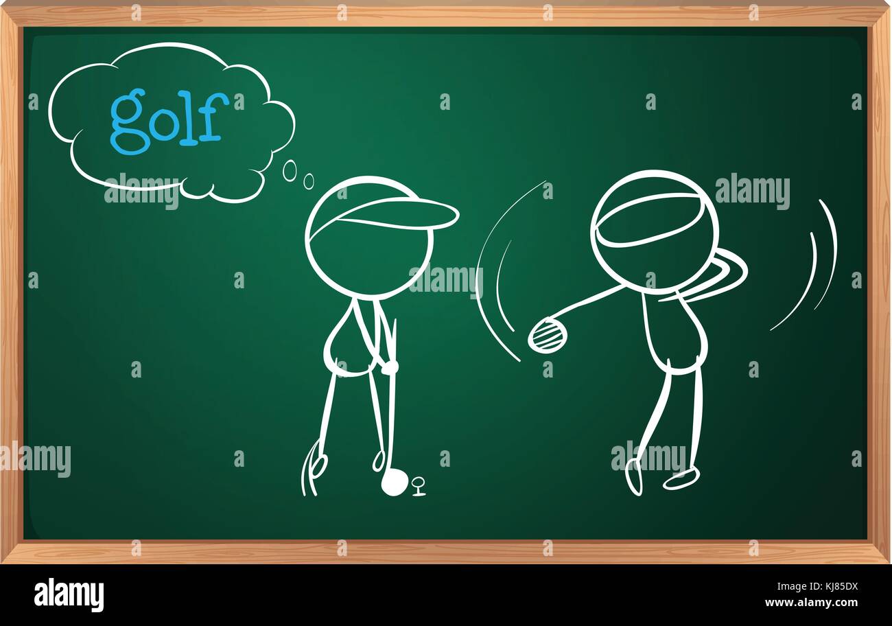 Illustration of a board with a sketch of two golf players Stock Vector ...