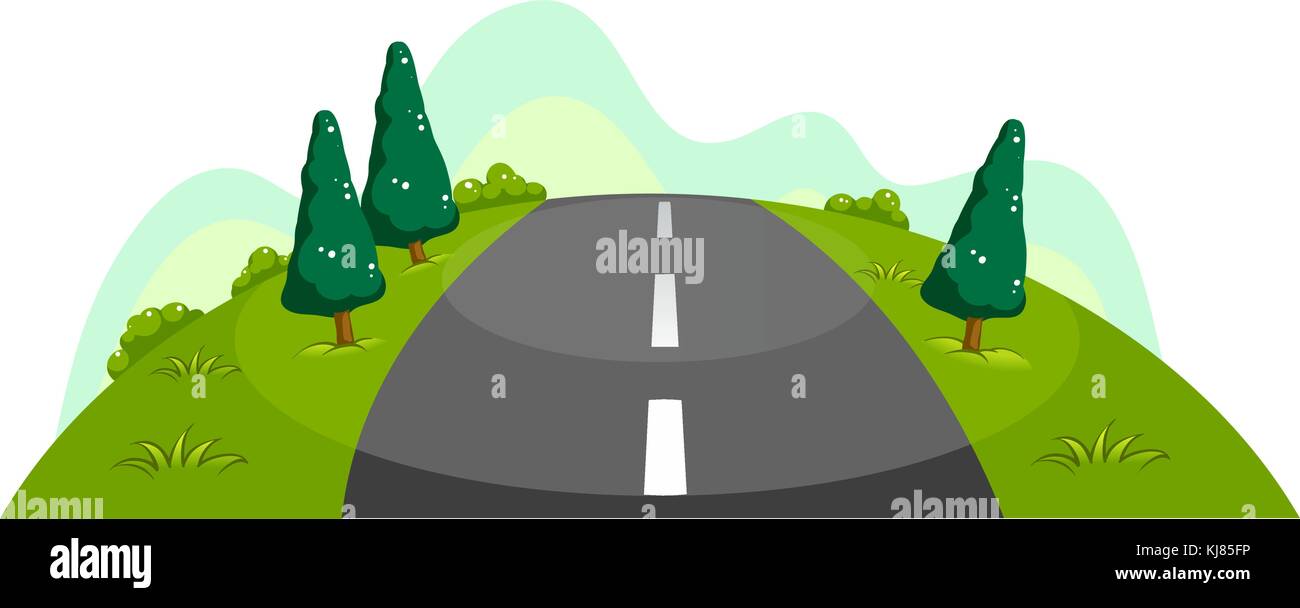 Illustration of the narrow road at the hill on a white background Stock ...