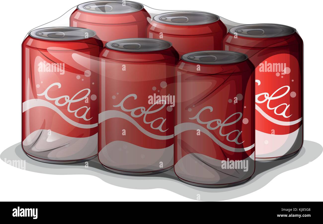Illustration of a pack of cola cans on a white background Stock Vector ...