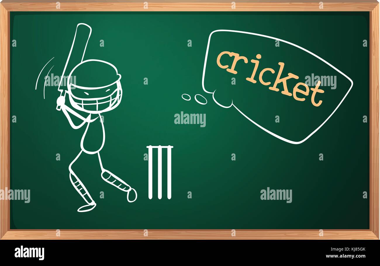 Illustration of a board with a cricket player on a white background ...