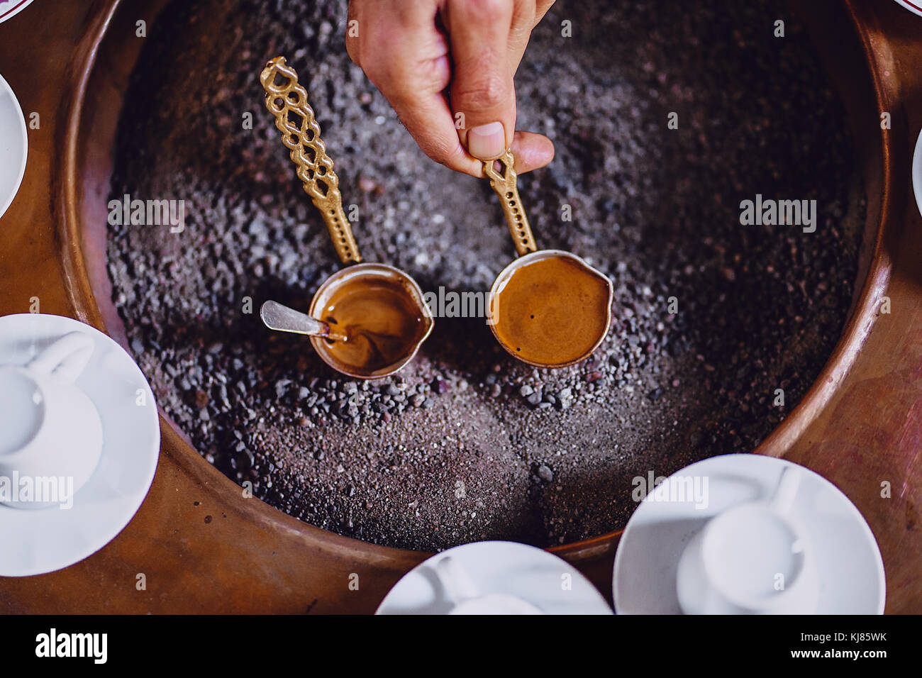 morning with turkish coffee brewing Stock Photo - Alamy