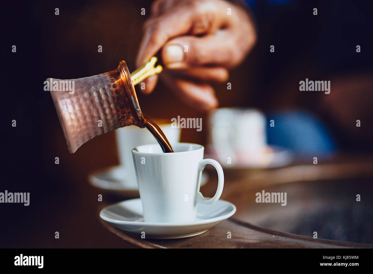 morning with turkish coffee brewing Stock Photo - Alamy
