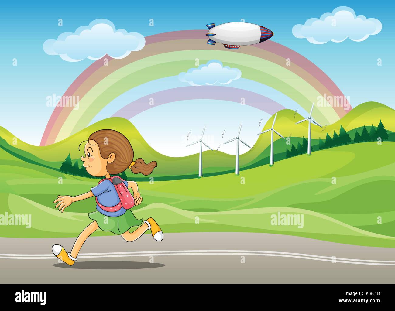 Illustration of a student running in the street Stock Vector Image ...