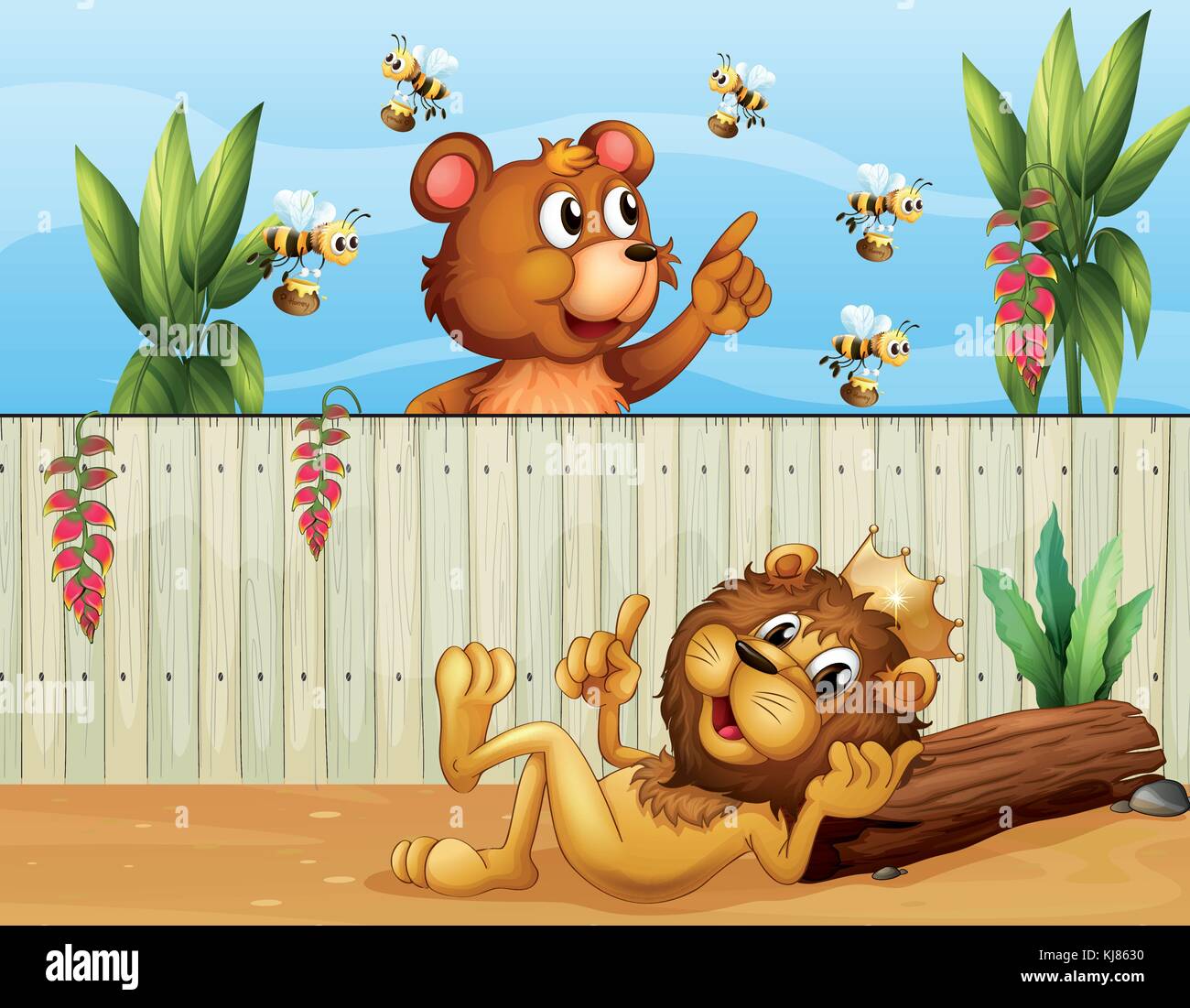 Lion and bees Stock Vector Images - Alamy