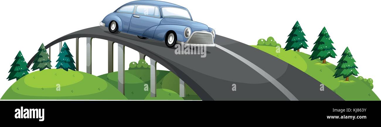 Car driving on a bridge Stock Vector Images - Alamy